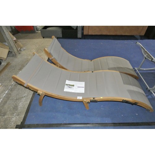 2 x Brealyn 187cm long Acacia single chaise /sun loungers RRP £145 each ...
