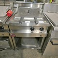 A commercial stainless steel twin basket deep fryer by MKN 3 phase ...