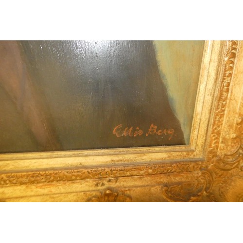 A gilt framed oil on board, portrait of a gentleman signed: Ellis Berg ...