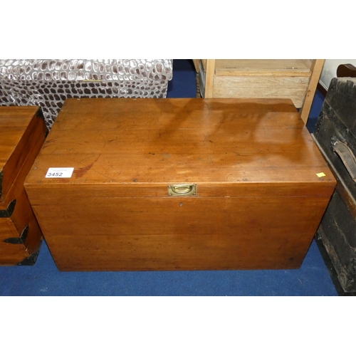 A vintage mahogany storage box with a lift lid and side handles