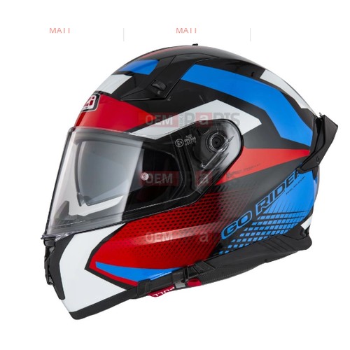 1 x NZi motorcycle helmet type Go Rider Stream Quadri black, red and ...