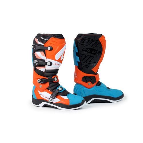 A pair of Forma Pilot White / Orange / Aqua motorcycle boots RRP £273 ...