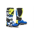 A pair of Forma Pilot Yellow Fluo / White / Blue motorcycle boots RRP £ ...