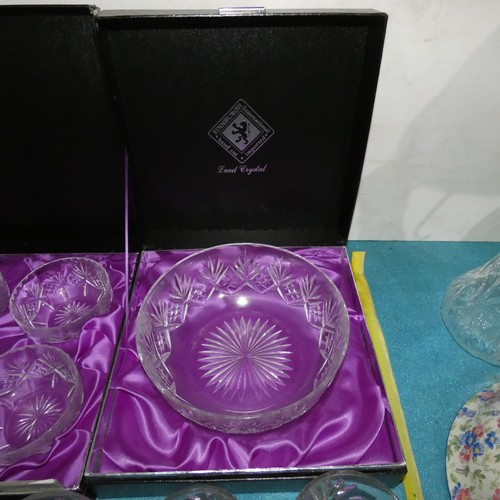 4 boxed sets of Edinburgh lead crystal bowls and other miscellaneous ...