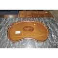 A 19th Century marquetry inlaid mahogany kidney-shaped tea tray with ...
