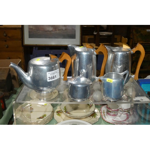 Four pieces of vintage Picquot ware pewter ware