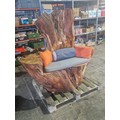 A large log throne seat with cushions. This unusual and impressive seat ...