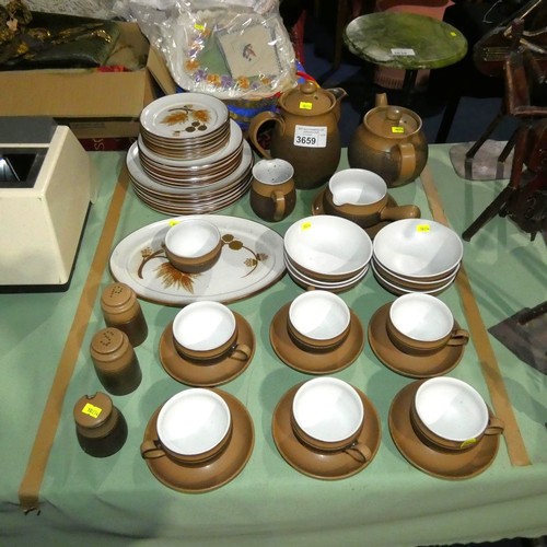 A quantity of brown patterned Denby stoneware dinner and breakfast ware