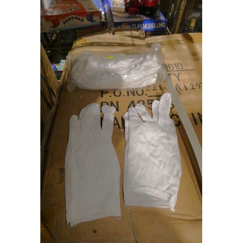1 x full cardboard box of white disposable industrial work gloves ...