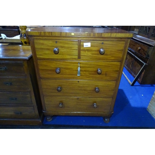 A 19th century mahogany chest of two short and three long graduated ...