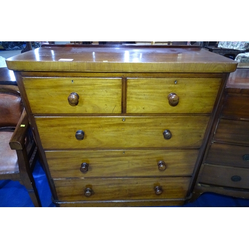 A 19th century mahogany chest of two short and three long graduated ...