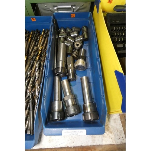 1 x plastic box containing a quantity of ER40 collet chucks and collets