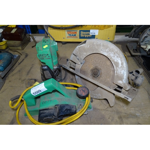 3 x Hitachi power tools comprising 1 x power plane 110v, 1 x circular ...