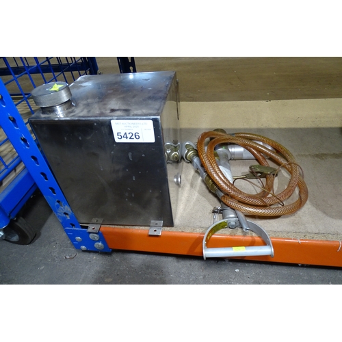 1 x Risbridger hand operated pump and 1 x metal tank approx 21.5 x 21.5 ...