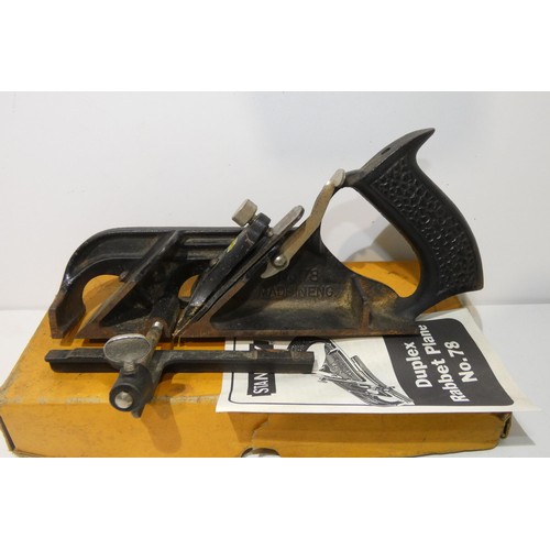 2 x Stanley No. 78 rebate or "Rabbet" planes, both are supplied with ...