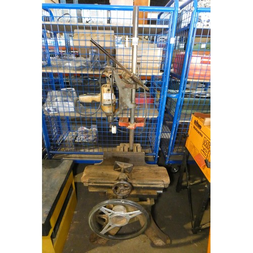 A vintage Wolf cast metal pillar drill stand fitted with a Black ...