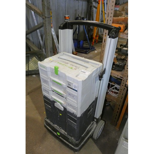 1 x Festool SYS Roll cart with a Festool Sortainer T-Loc plastic three ...