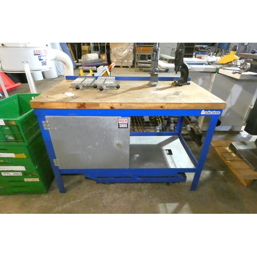 1 x JAS Engineering wheeled work bench approx 122 x 62 x 85cm high (with the bench in static positio