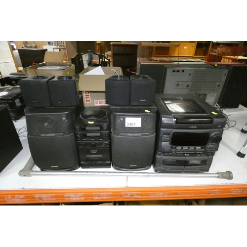 2 x stereo systems by Amstrad and Aiwa, comes with 6 speakers - trade