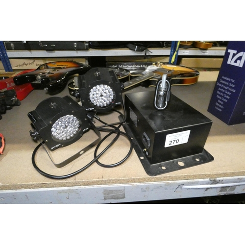2 x stage lights by QTX, type SP36 and 1 x QTX mirror ball motor, type ...