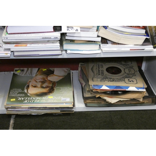 A quantity of vintage LP and 78 RPM records (one shelf)