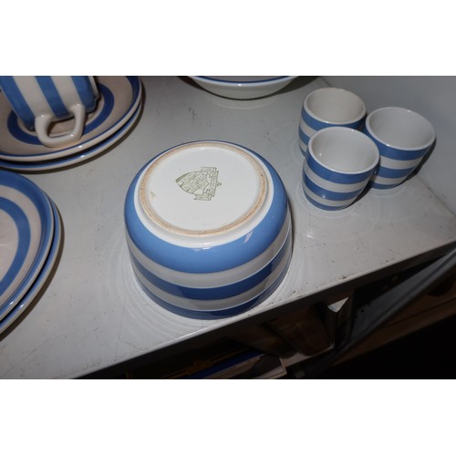A quantity of vintage blue and white Cornish ware breakfast cups and ...