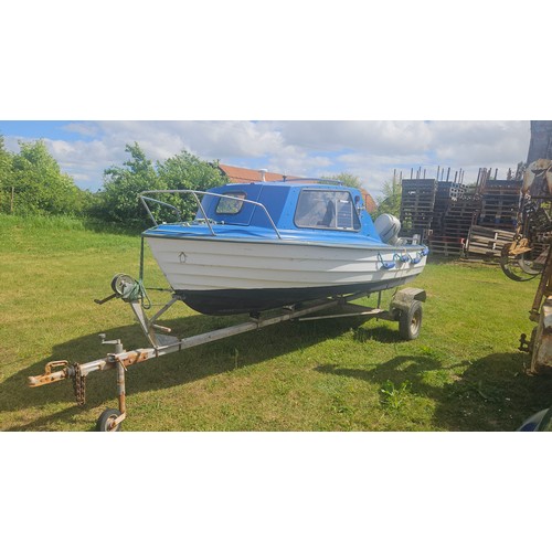 A blue & white Bonwitco-With 15ft boat including a single axle boat ...