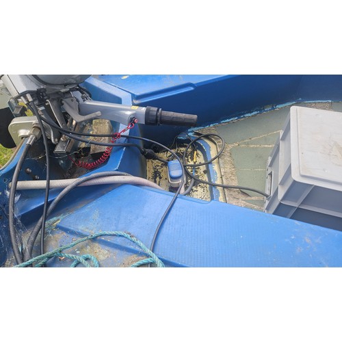 A blue & white Bonwitco-With 15ft boat including a single axle boat ...