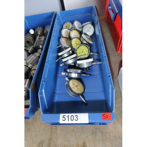 1 box containing a quantity of various dial indicators