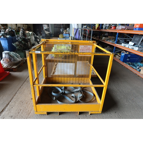 1 x yellow metal forklift mounted working platform / cage approx 120 x ...