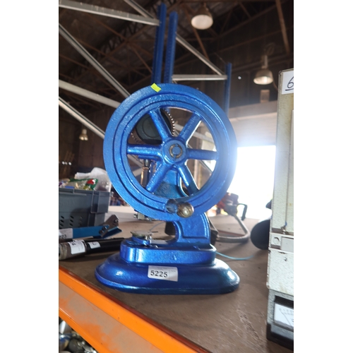 1 x vintage blue painted hand operated rotary bench top press