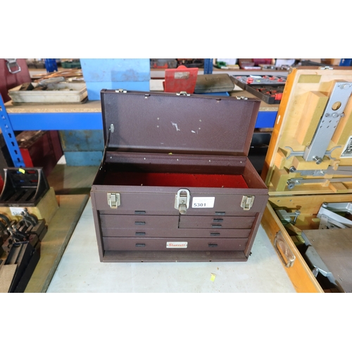 A Starrett brown metal engineers tool chest