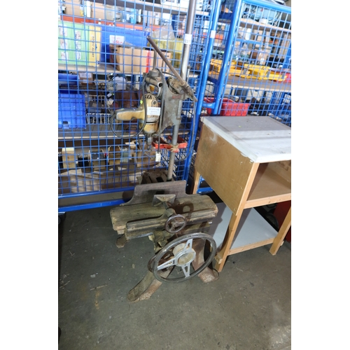 A vintage Wolf cast metal pillar drill stand fitted with a Black ...