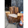 A very large log throne seat with cushions. This unusual and impressive ...