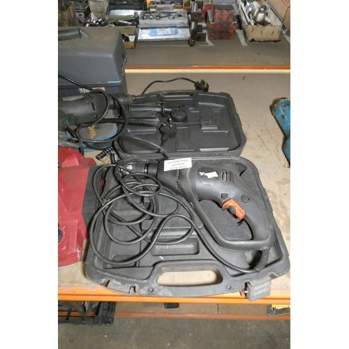 A quantity of various 240v power tools including 2 x drills, a power ...