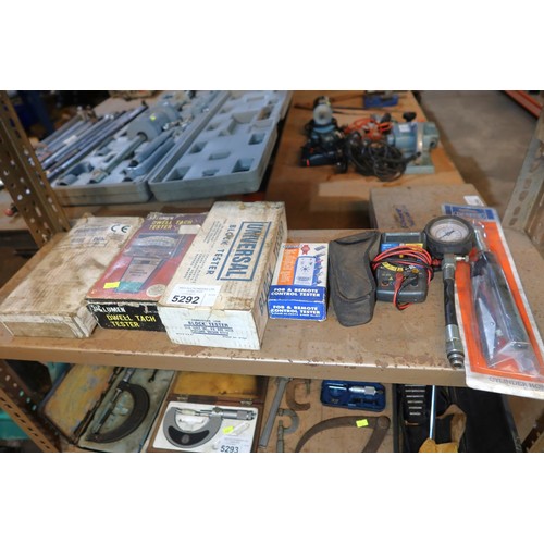 A quantity of various items including a universal block tester, a dwell ...