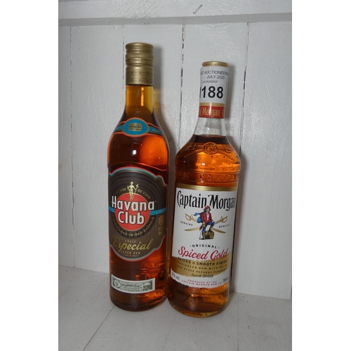 A bottle of Captain Morgan spiced rum 70cl 35% & Havana club Cuban rum ...