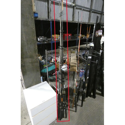 6 x various fishing rods including 1 x Silver Shadow spinning rod and 1 ...