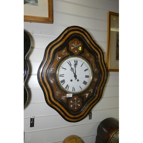 A 19th Century mother of pearl decorated vineyard wall clock