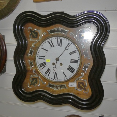 A 19th Century mother of pearl decorated vineyard wall clock