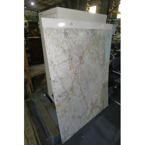 An OS map printed on two boards roughly covering the area from ...