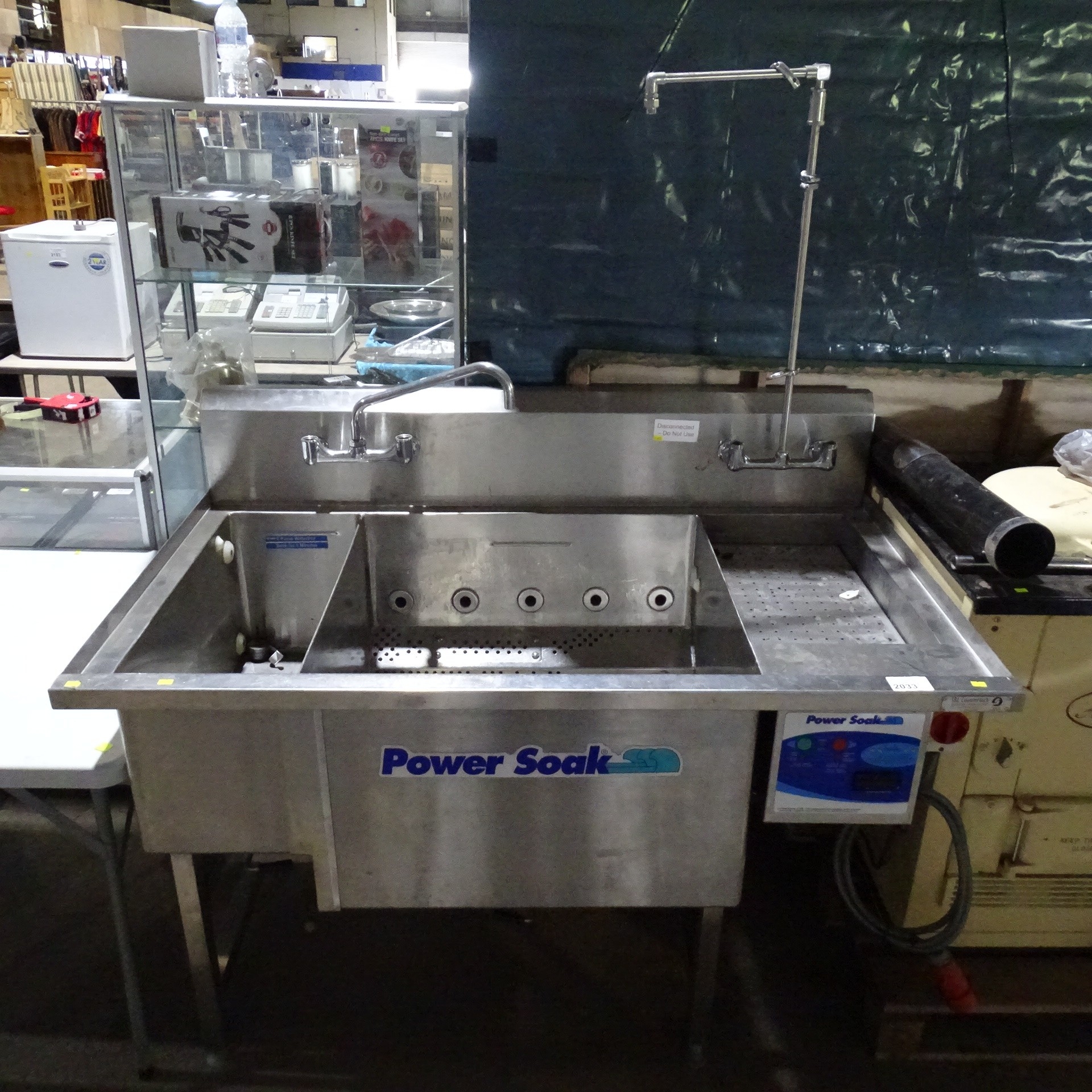 A commercial stainless steel catering type sink unit by Power Soak ...