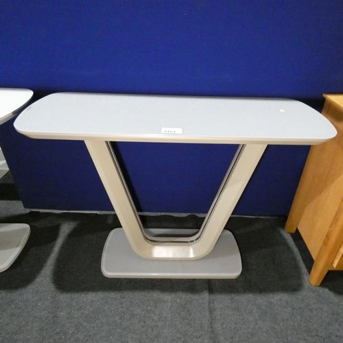 A glass top grey console table approx 110 x 40 x 78cm high RRP £249