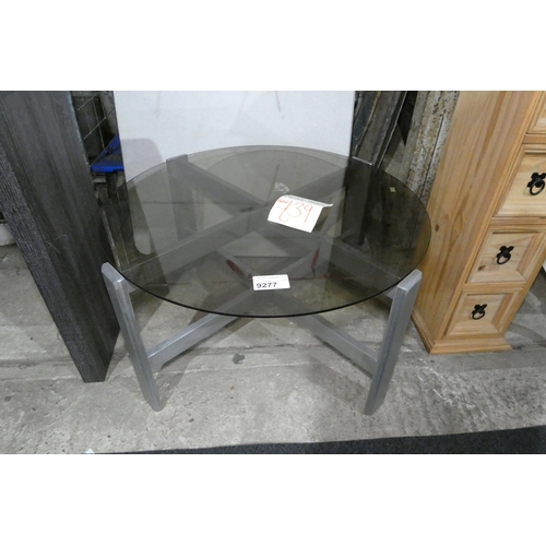 A round glass top coffee table diameter approx 76cm x 42cm high RRP £39