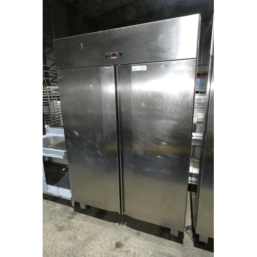 A tall commercial stainless steel double door fridge by Matricola type ...