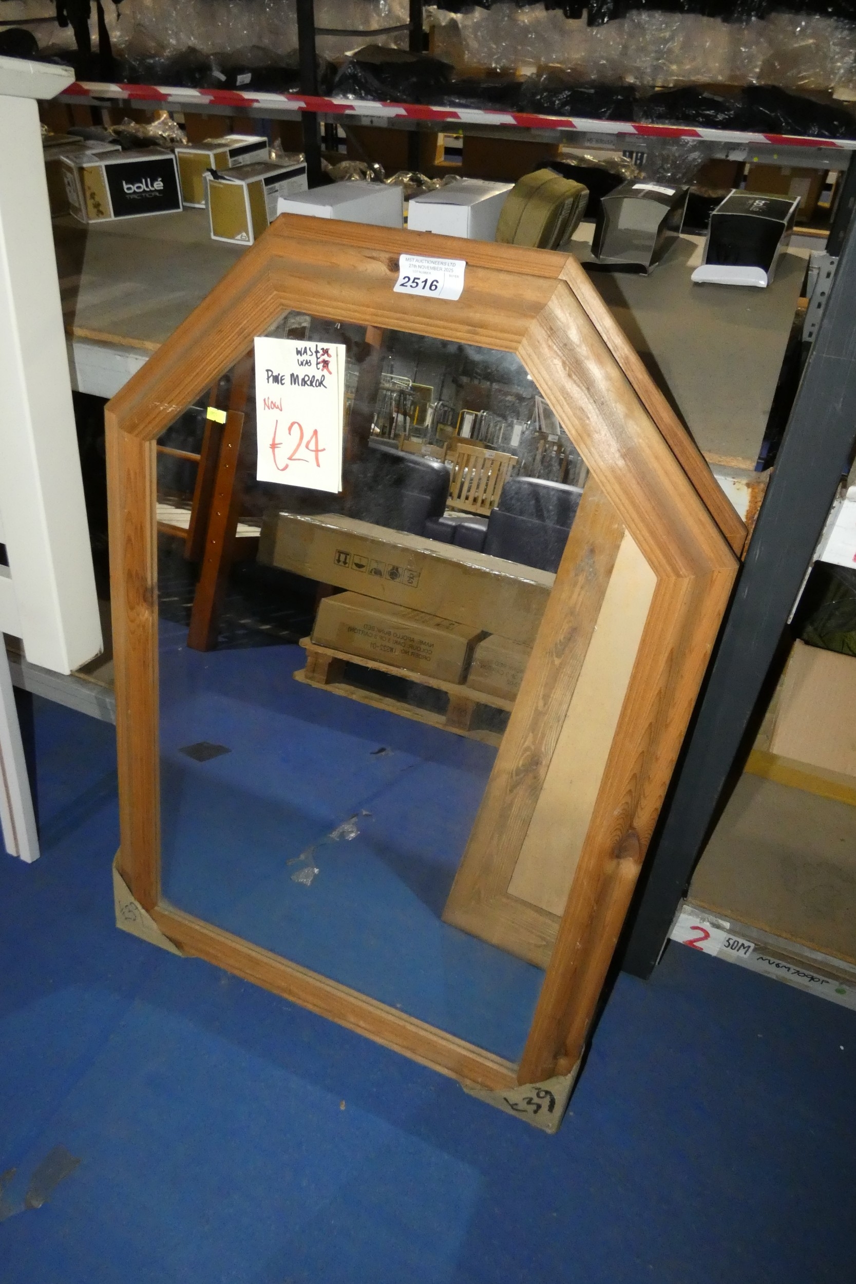 2 x Pine framed mirrors each approx 72 x 103cm RRP £24 each