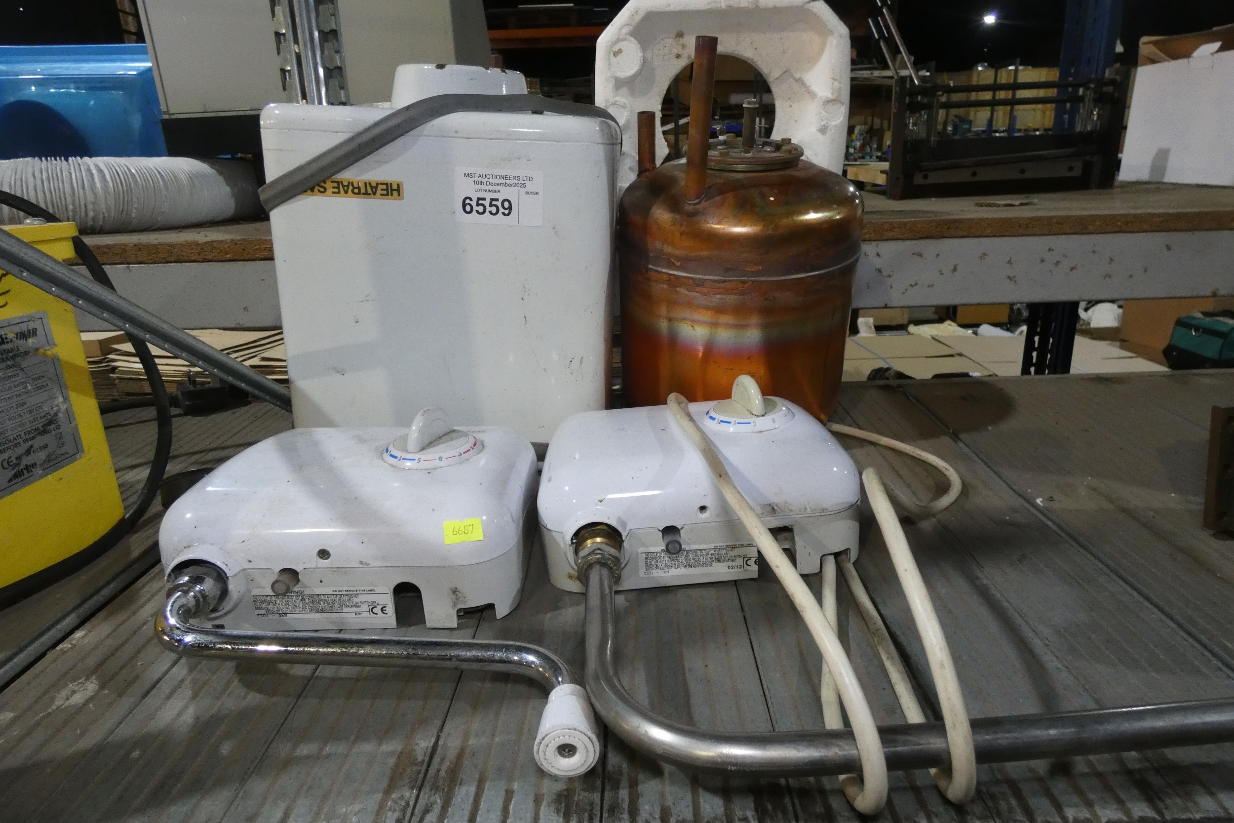 3 x various water heaters and 1 x small copper hot water cylinder