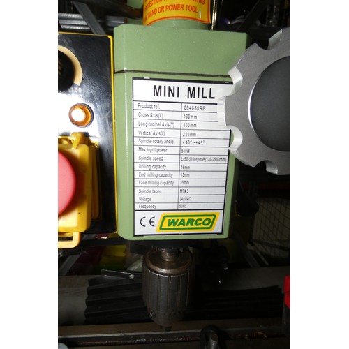 1 x Warco bench top mini mill product ref. 004850RB, 240v supplied with ...