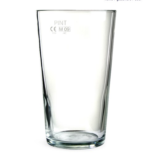 A box containing 48 1pt 20oz Conique tumbler pint glasses by Arcoroc