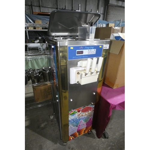A mobile commercial stainless steel freestanding soft serve ice cream ...